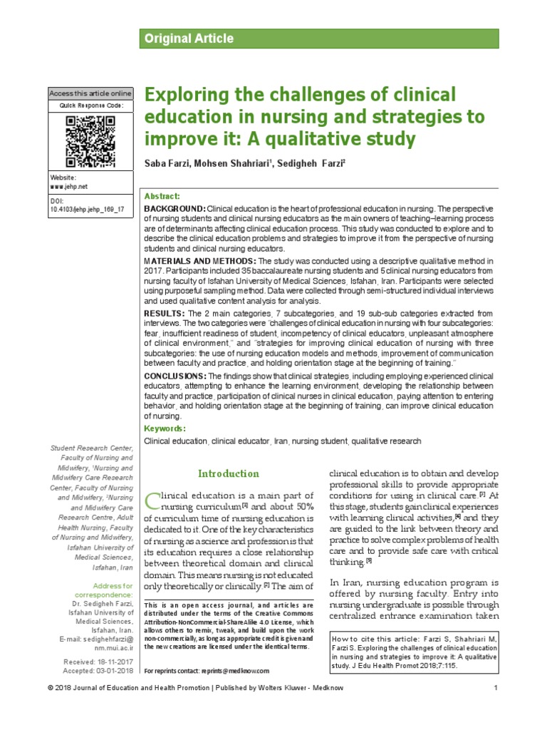 Exploring The Challenges of Clinical Education | PDF | Nursing | Learning