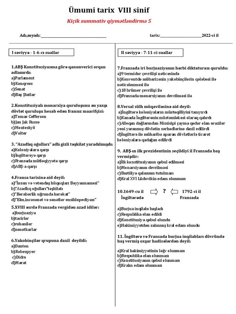 VIII Sinif ÜT-KSQ - 5 | PDF