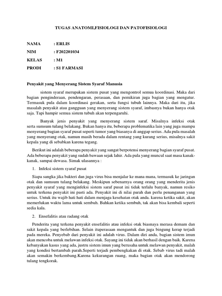 Erlis f202201034 m1 Anatomi, Fisiologi Dan Patofisiologi | PDF