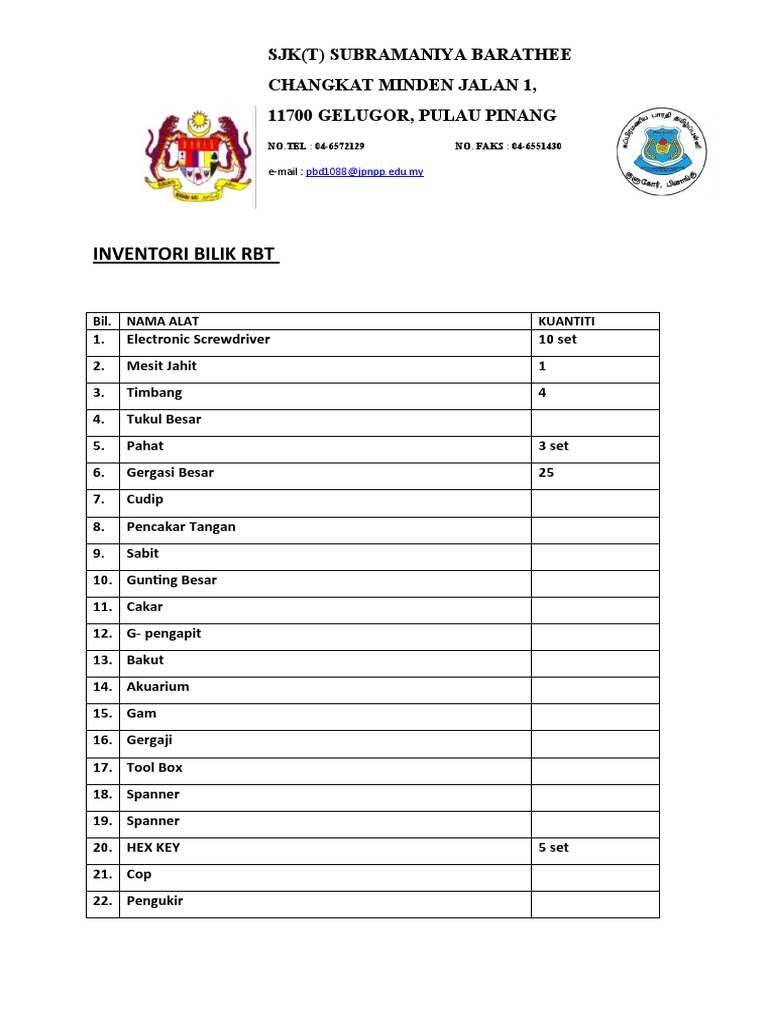 Invetori Bilik RBT 2023 | PDF | Home & Garden