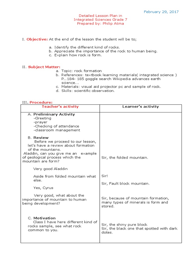 Lesson Plan 11 | PDF | Rock (Geology) | Geology