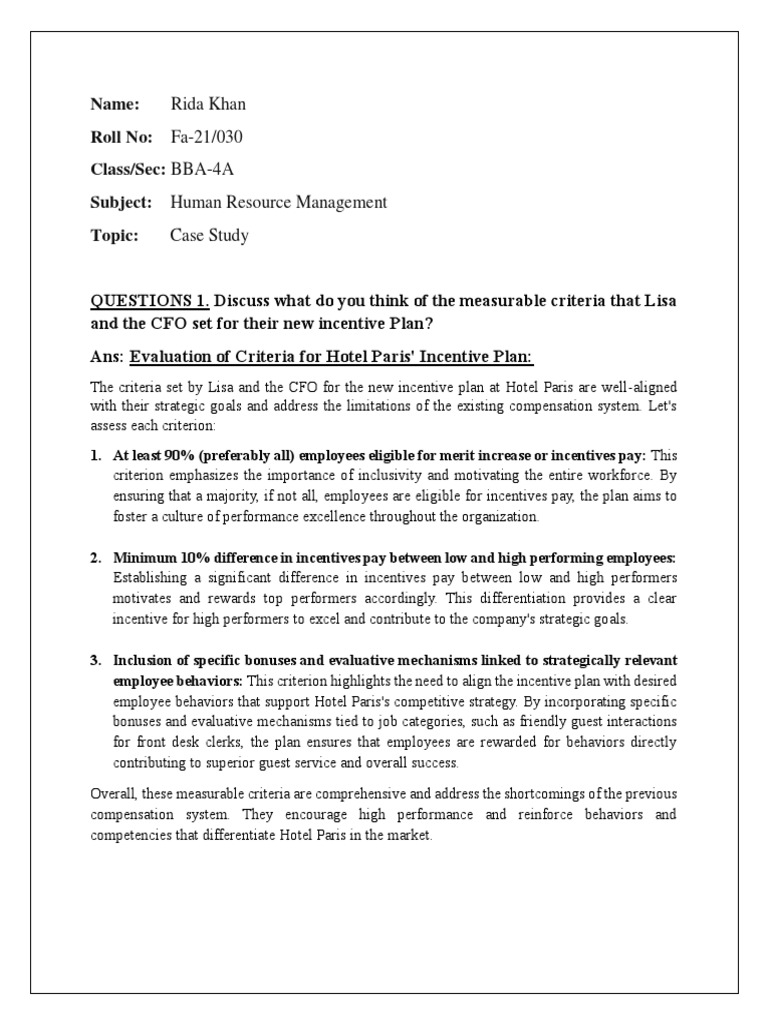 HR Assignment 2 | Download Free PDF | Incentive | Goal