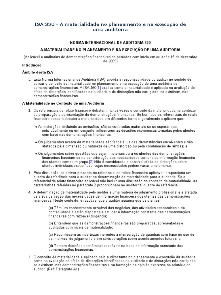 Isa 320 | PDF | Economia | Impostos