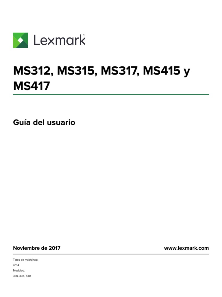 Lexmark MS31x MS41x UsersGuide Es | PDF | Impresora (Computación) | Hardware de la computadora