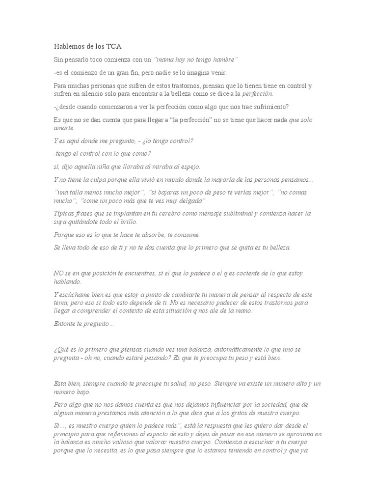 Hablemos de Los TCA | PDF