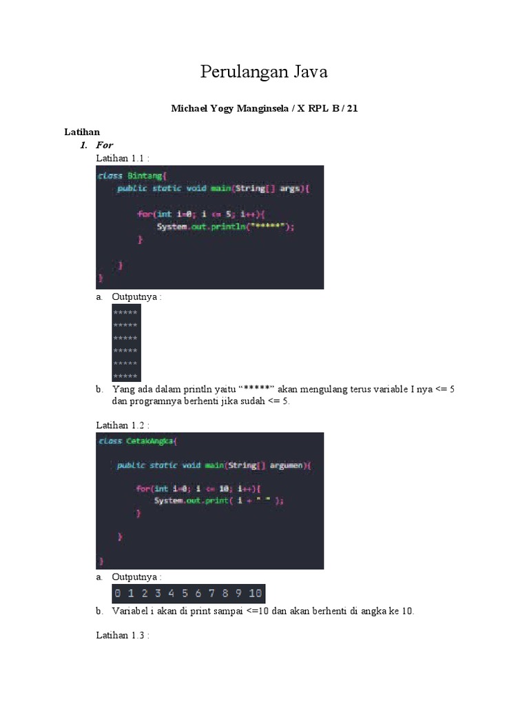 Perulangan Java | PDF