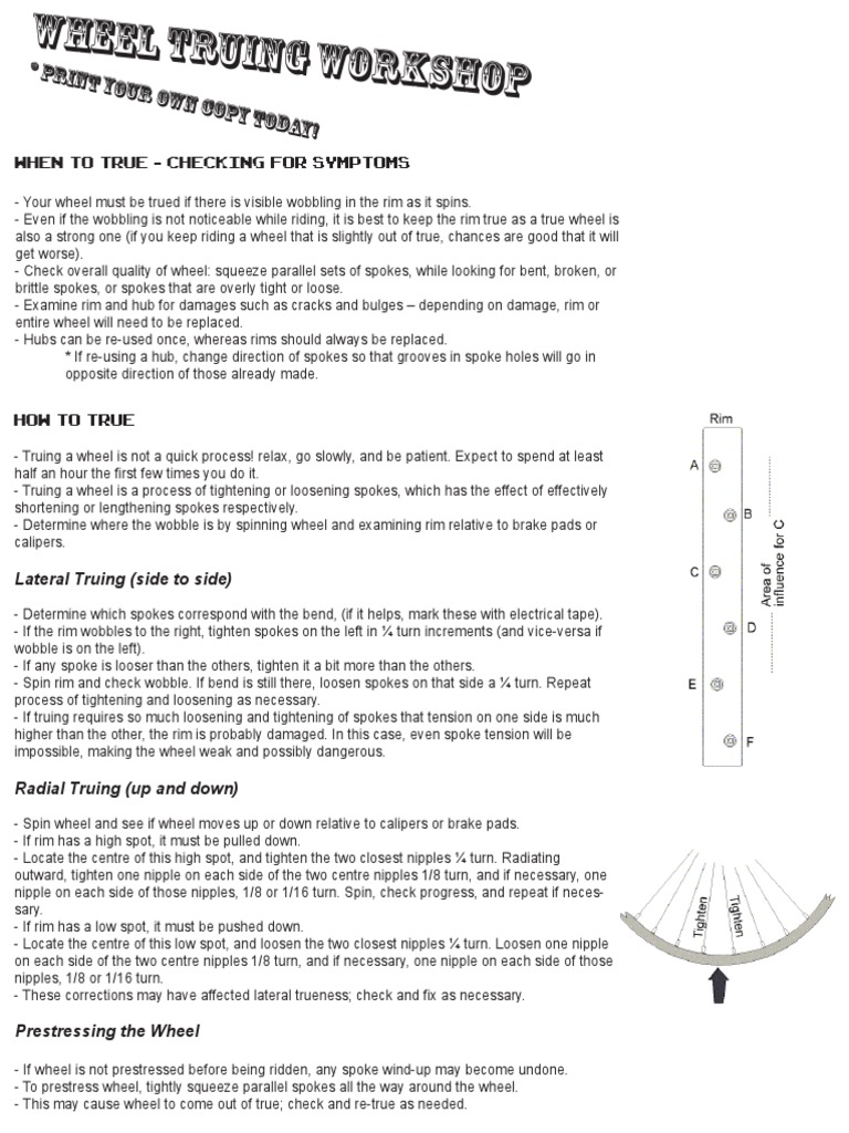 Wheel Truing Hand Out Three Pages | PDF | Wheel | Vehicle Technology