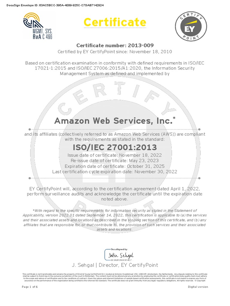 Iso 27001 Global Certification | PDF | Amazon Web Services | World Wide Web