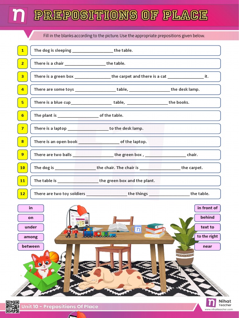 Unit 10 - Prepositions of Place Worksheet 2 | PDF