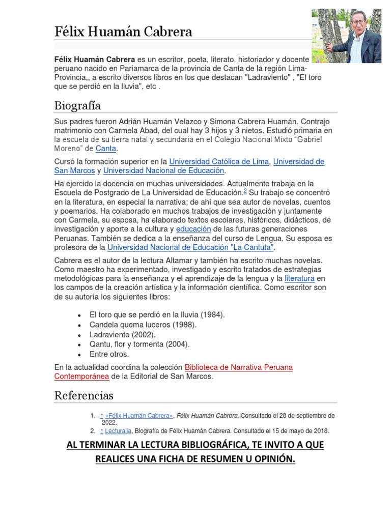 Félix Huamán Cabrera: Vida y Obras | PDF | Historia | Clásicos
