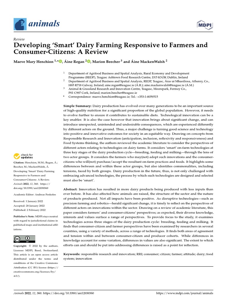 Developing Smart' Dairy Farming Responsive To Farmers and Consumer ...