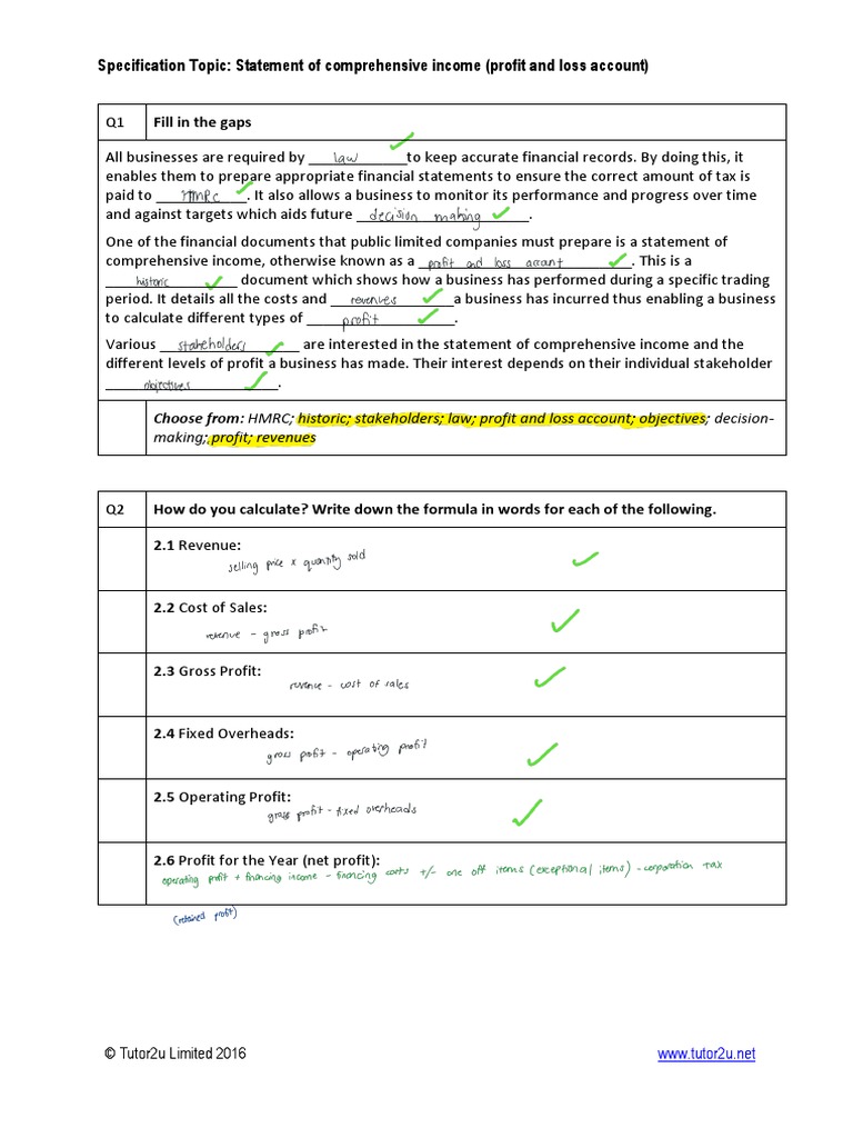 1 - Statement of comprehensive income | PDF | Income Statement | Net Income