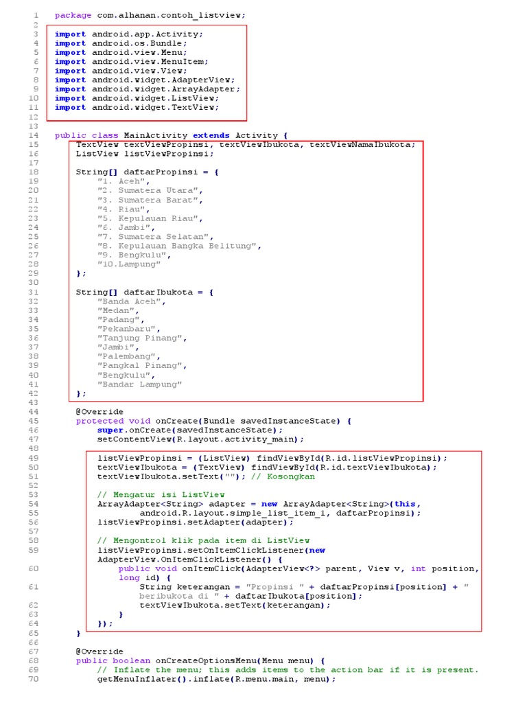 MainActivity - Java (ListView) | PDF | Software Engineering | Computing MainActivity - Java (ListView) | PDF | Software Engineering | Computing