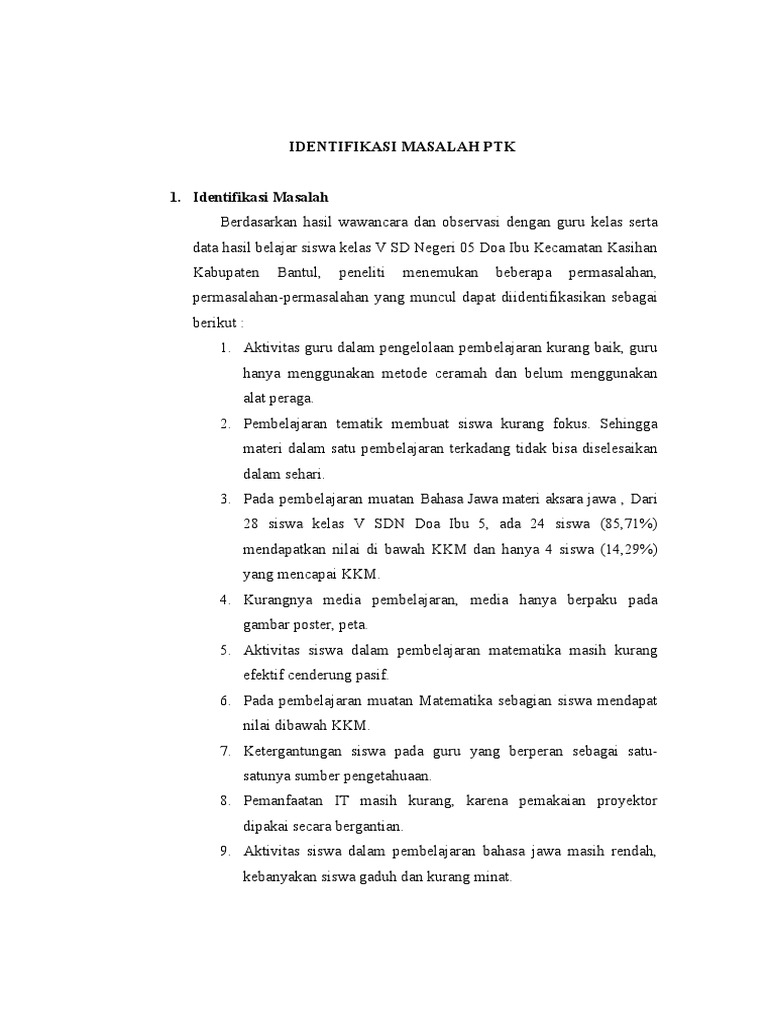 Identifikasi Masalah Pembelajaran Bahasa Jawa | PDF | Karier & Perkembangan
