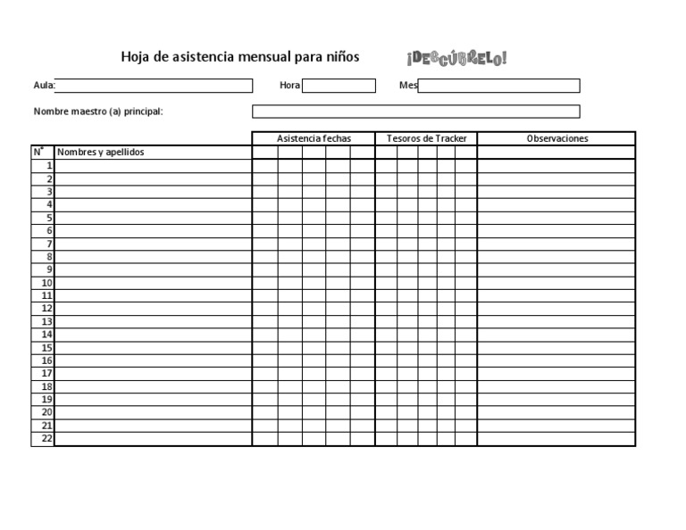Hoja de Asistencia Mensual Escolar | PDF | Salud y bienestar
