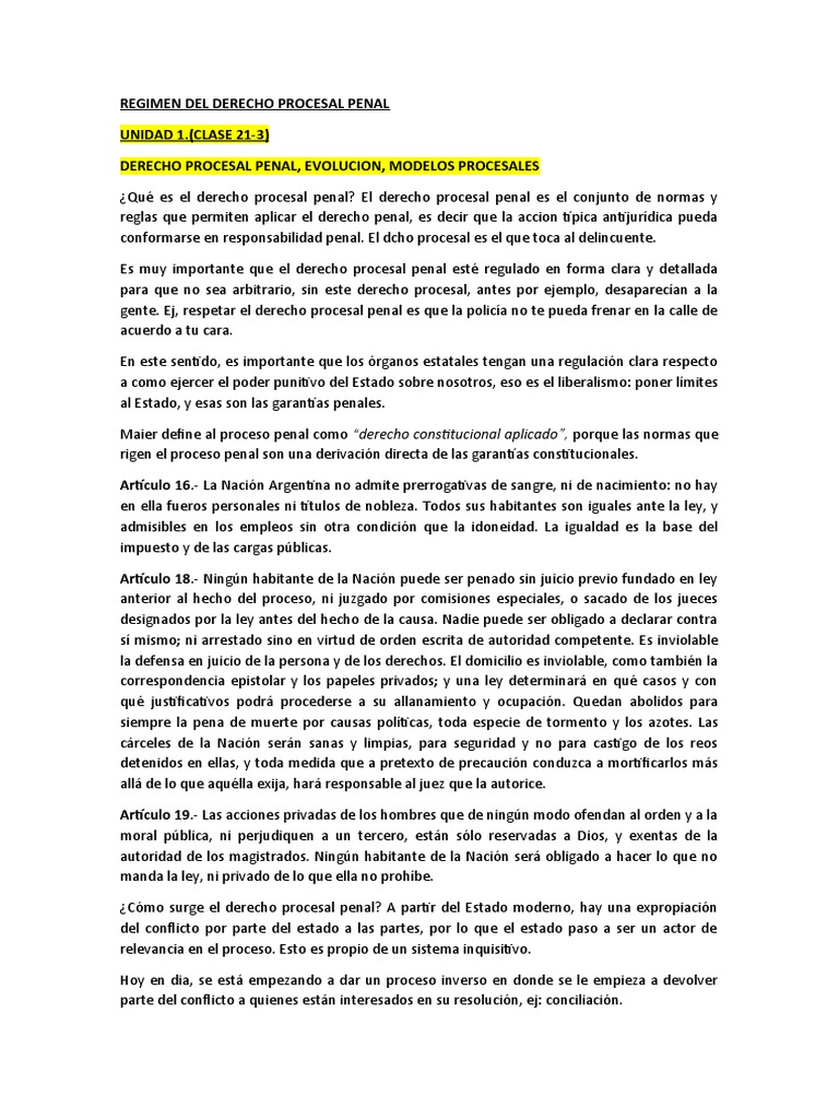 Parcial Regimen Del Proceso Penal | PDF | Derecho penal | Ley procesal