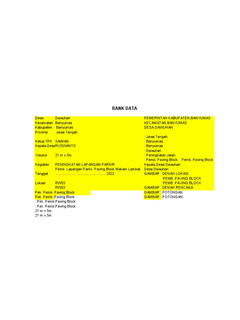 Lapangan Parkir Paving Block Mbah Lambak 2022 | PDF
