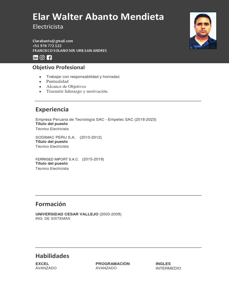 CV - Elar Abanto Mendieta | PDF