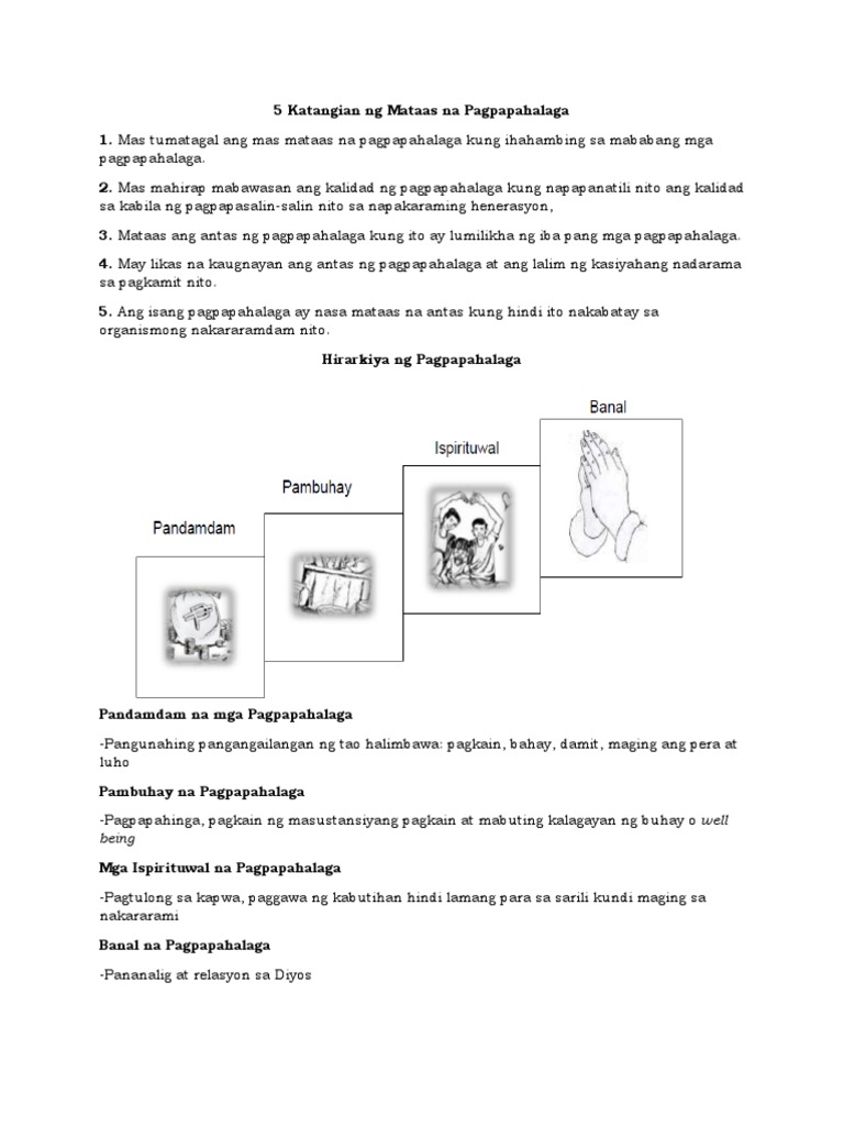 5 Katangian NG Mataas Na Pagpapahalaga | PDF
