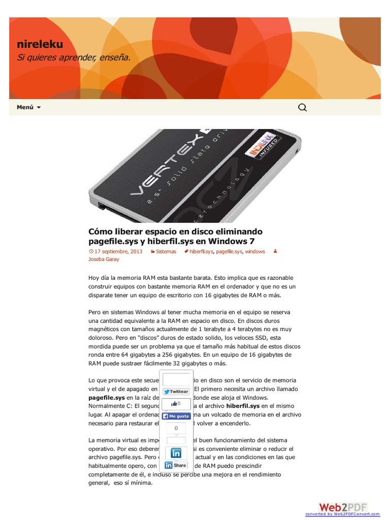 Hiberfil - Sys y Pagefile - Sys | PDF | Archivo de computadora | Windows 7