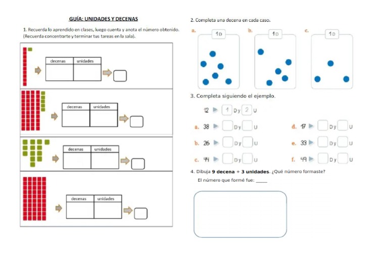 Actividad de Decenas y Unidades 2 Basico | PDF