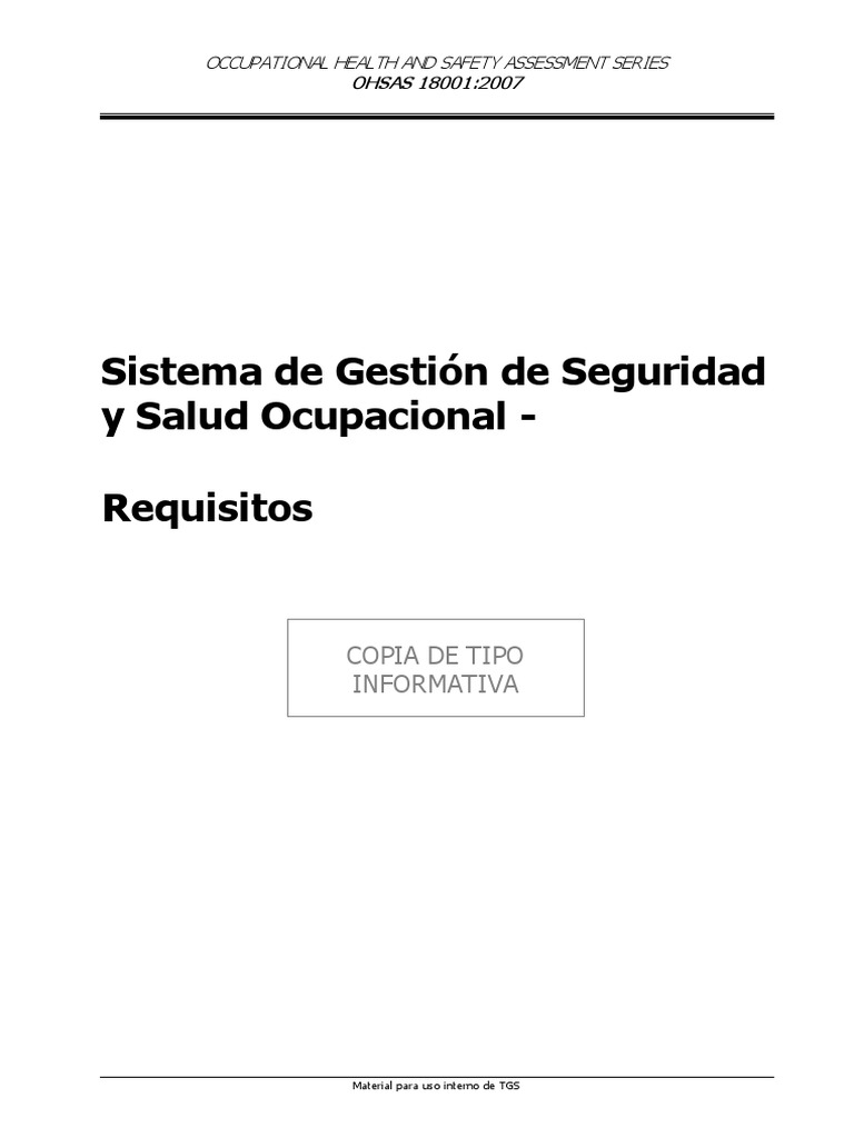 Sistema de Gestión de Seguridad y Salud Ocupacional (SySO) | PDF ...
