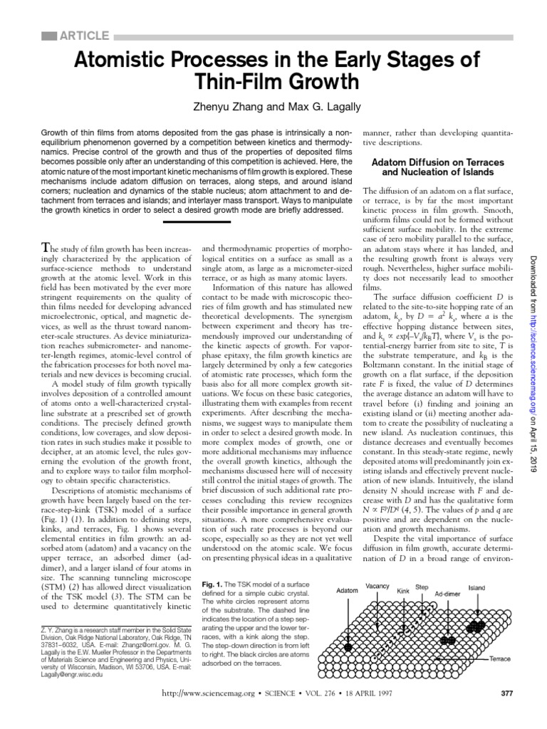 Atomistic Processes In The Early Stages Of Thin Film Growth Pdf