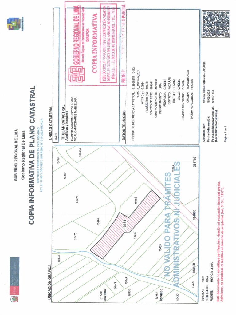 CERTIFICADO CATASTRAL - Esther PACARAN 2023 | PDF