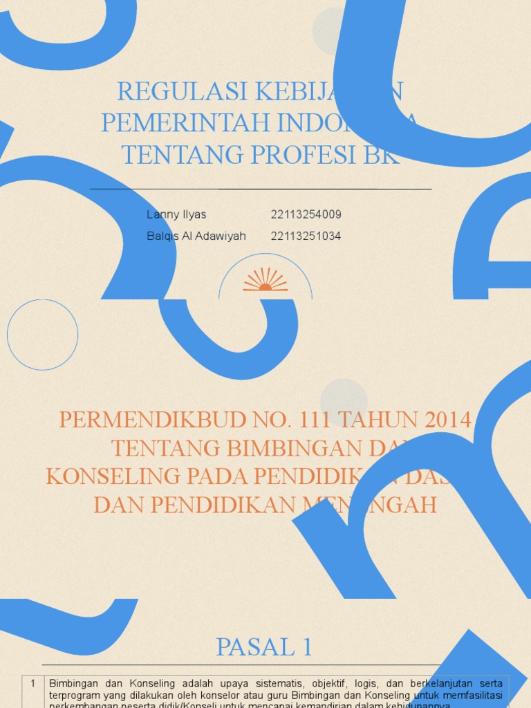 Kel 12 - Regulasi Kebijakan Pemerintah Indonesia Tentang Profesi BK ...