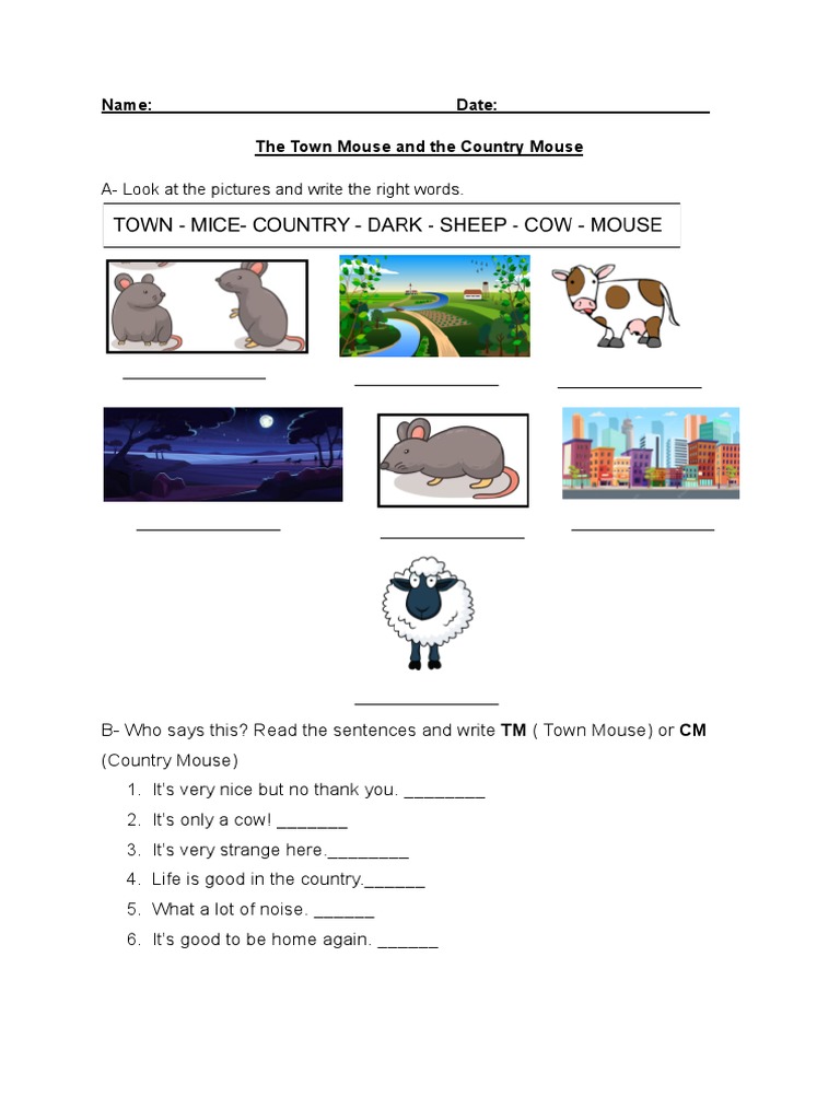 The Town Mouse and the Country Mouse | PDF