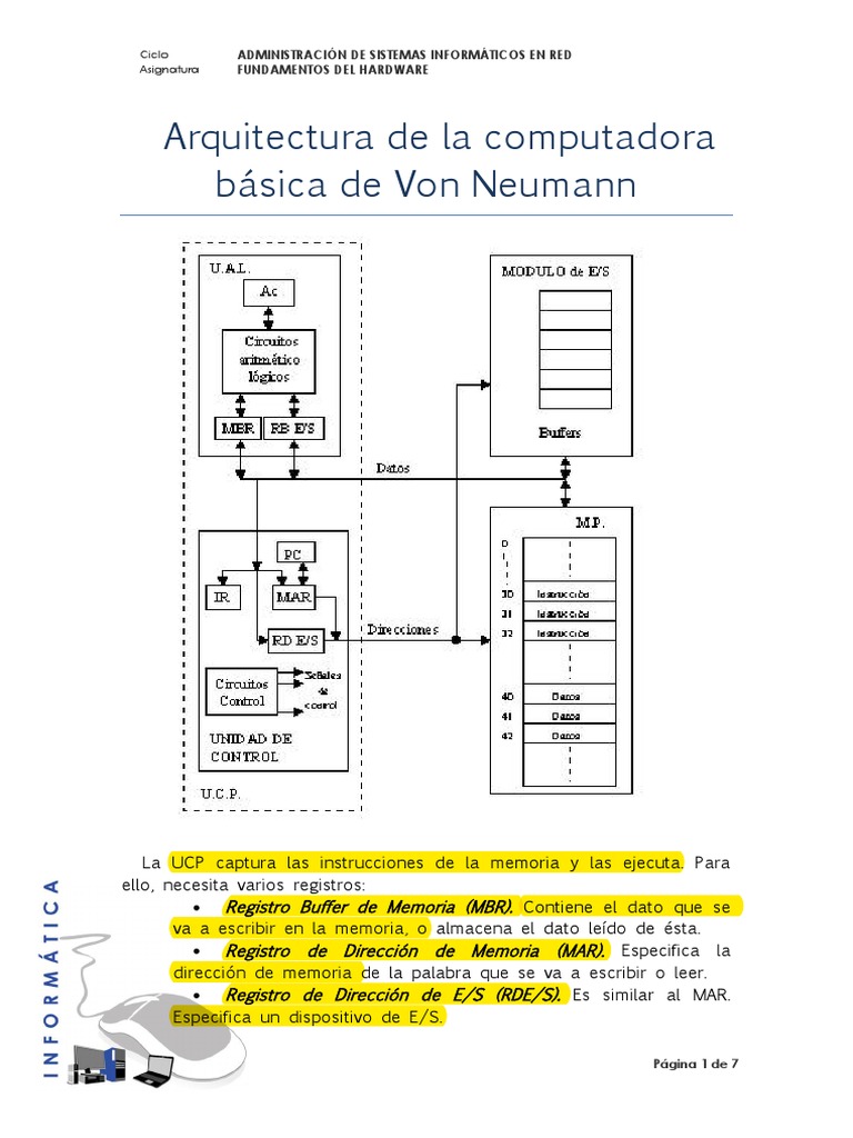 Unidad 1 Anexo Arquitectura de Von Neumann | PDF