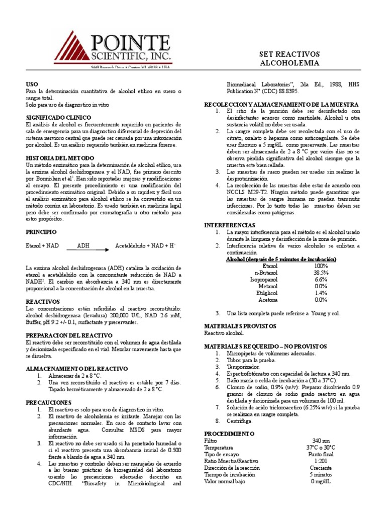 Procedimiento de Alcoholemia en Laboratorio | PDF | Etanol | Agua