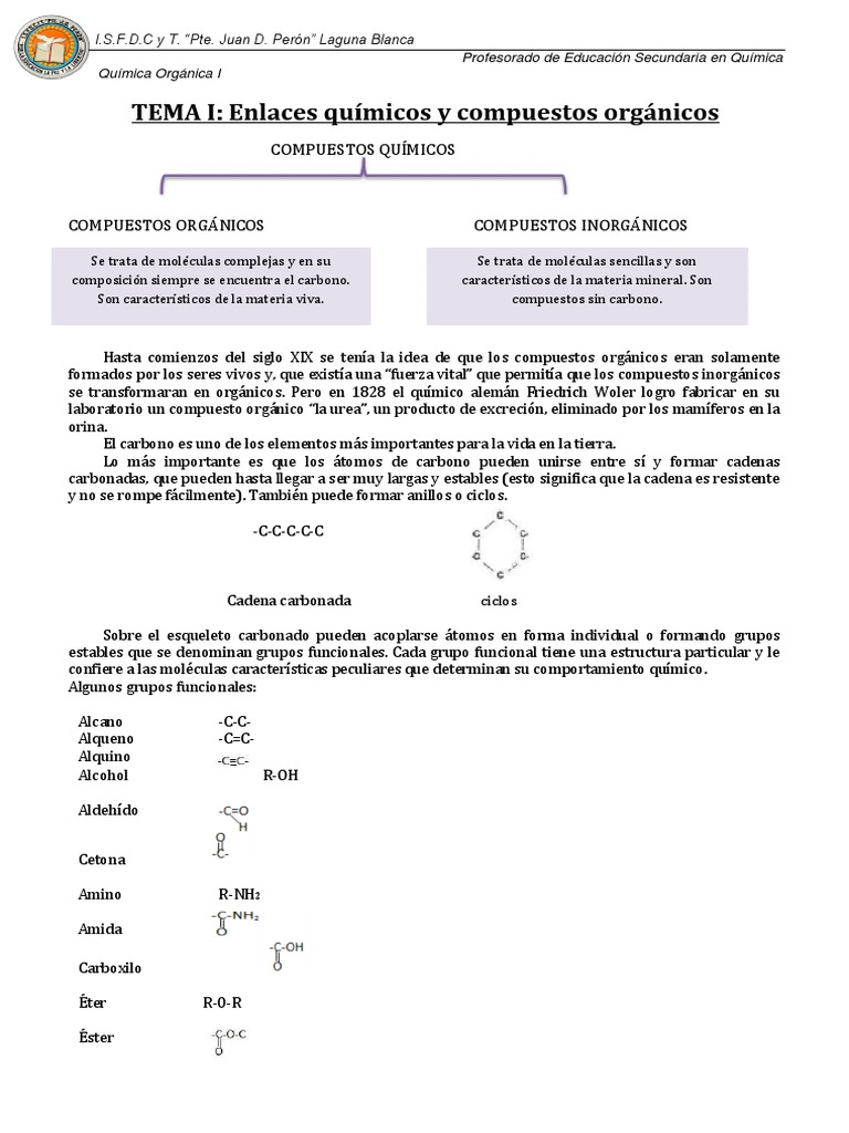 Tema I Compuestos Orgánicos Introducción Pdf Enlace Covalente