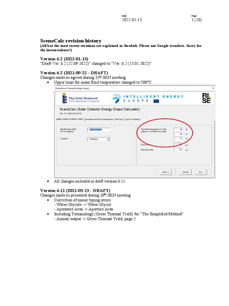 ScenoCalc Revision History - V6.2 | PDF | Technology & Engineering