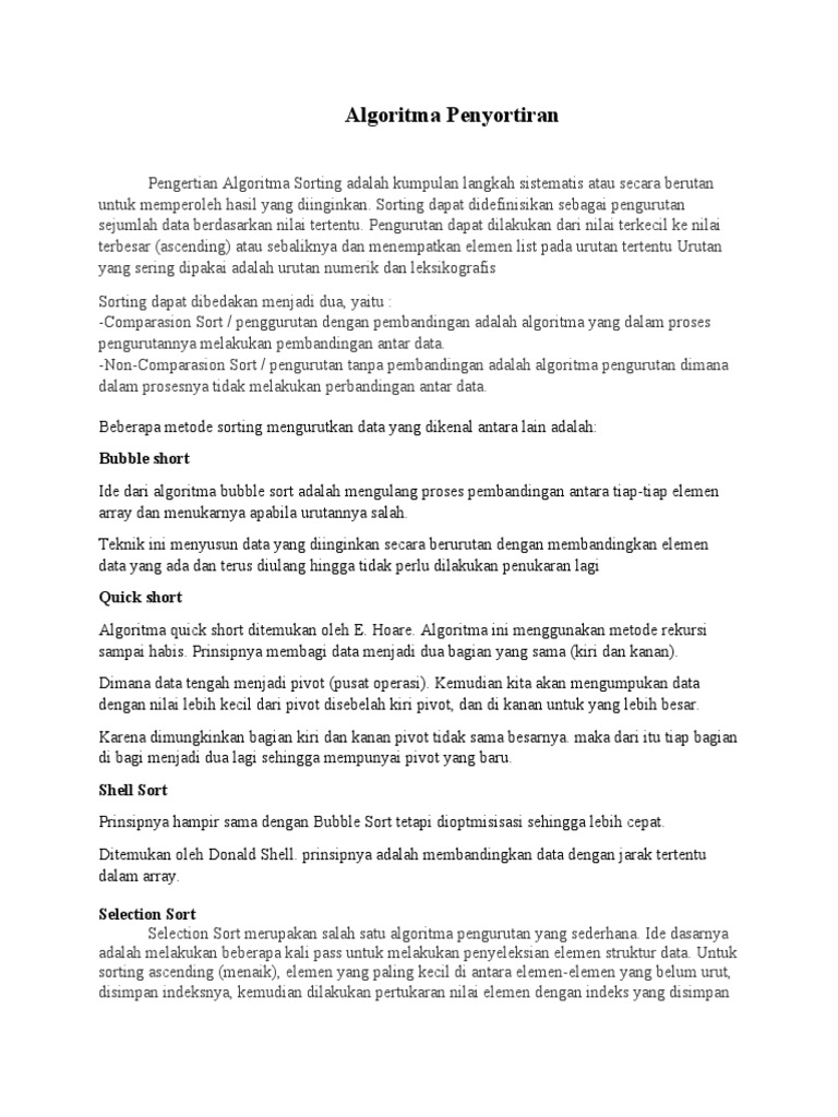 Algoritma Penyortiran | PDF