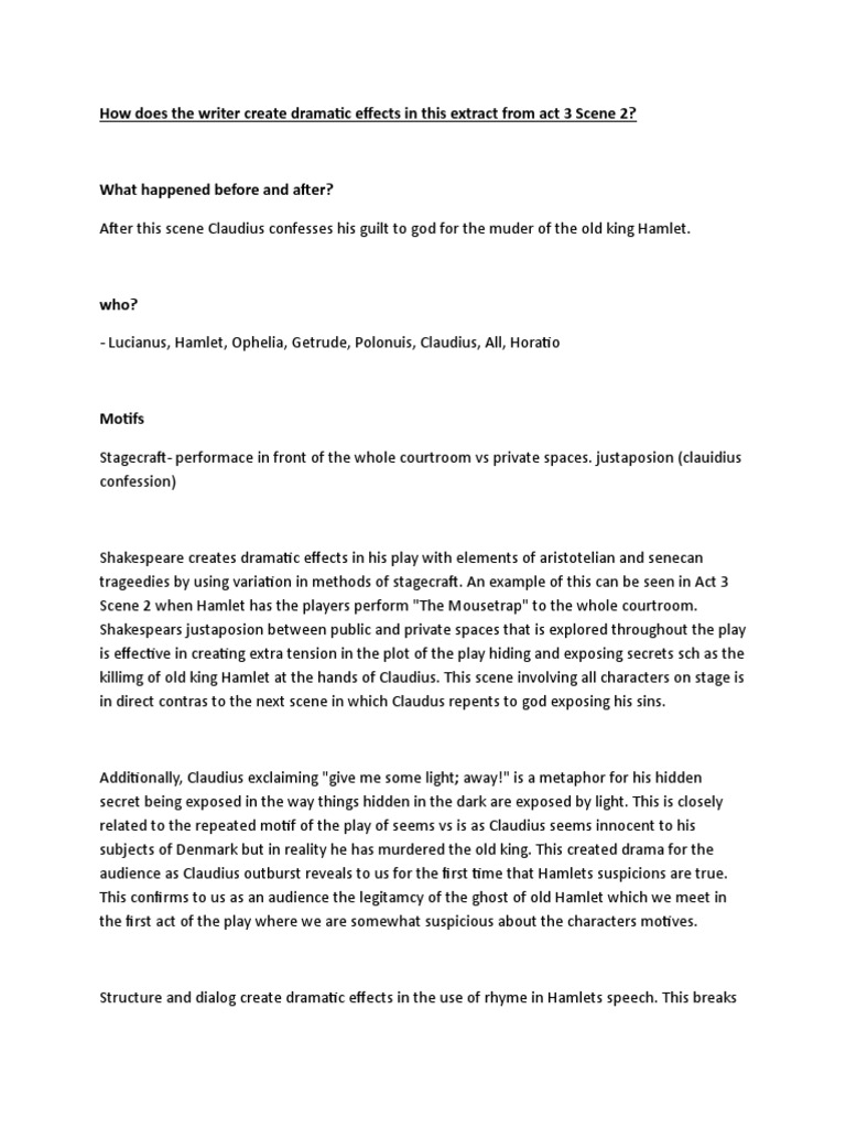 Dramatic Effects in Hamlet Act 3, Scene 2 | PDF