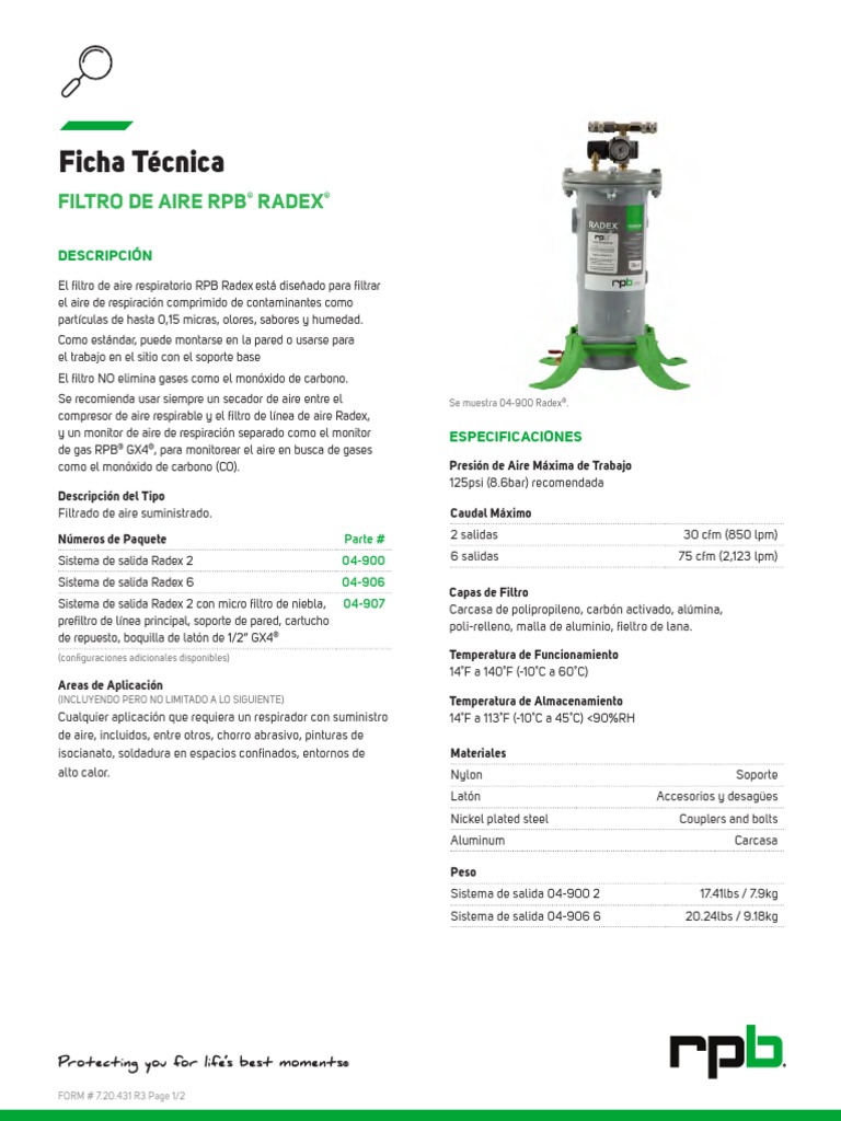 RPB Radex Airline Filter Technical Data Sheet ES R3 | PDF