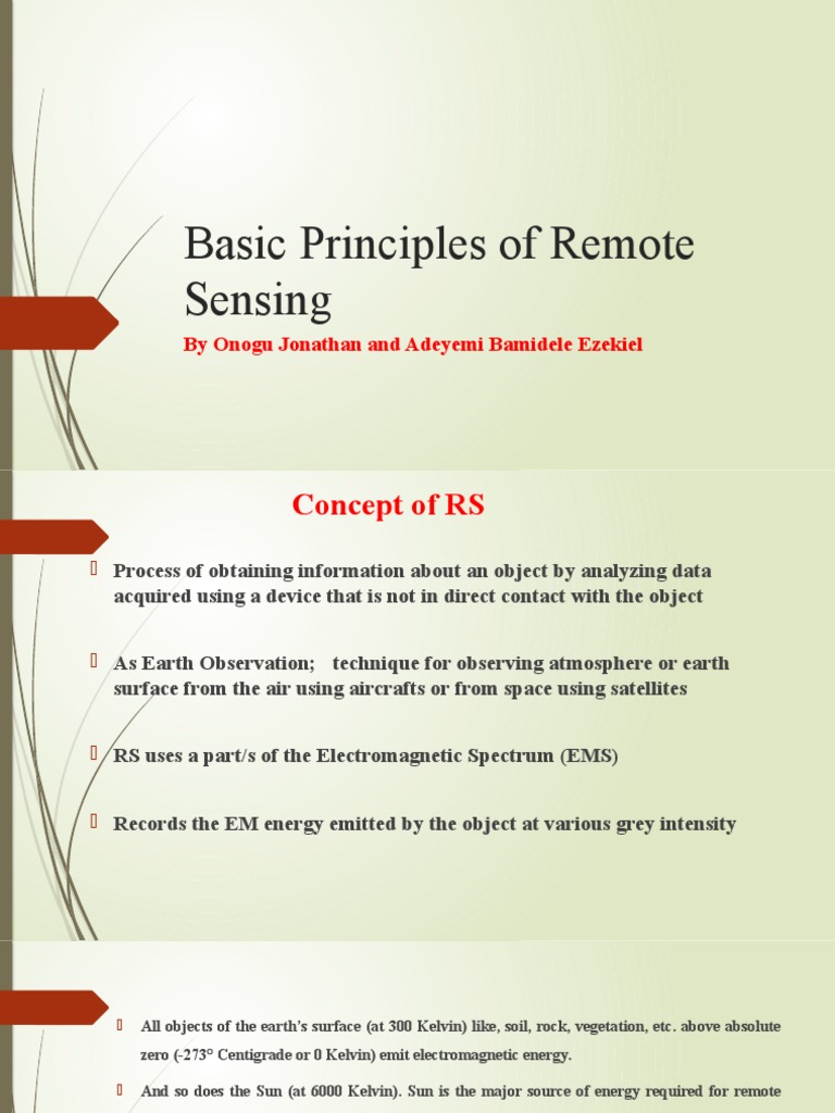 Basic Principles of Remote Sensing | PDF | Remote Sensing | Image Resolution