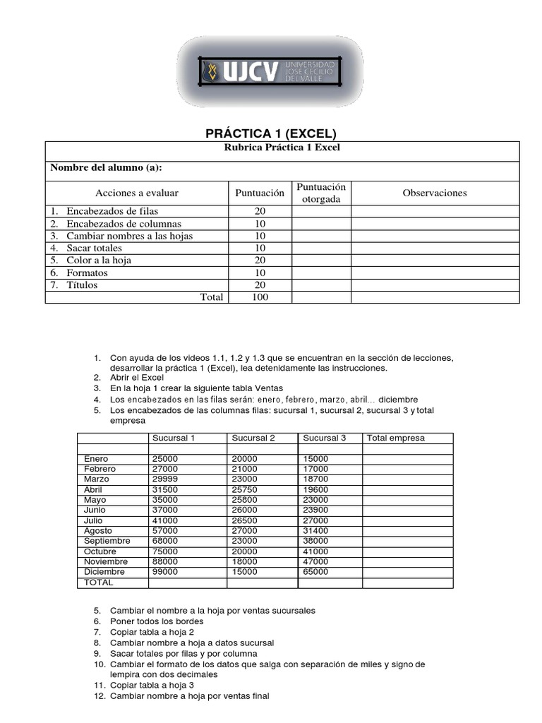 Practica 1 Excel | PDF