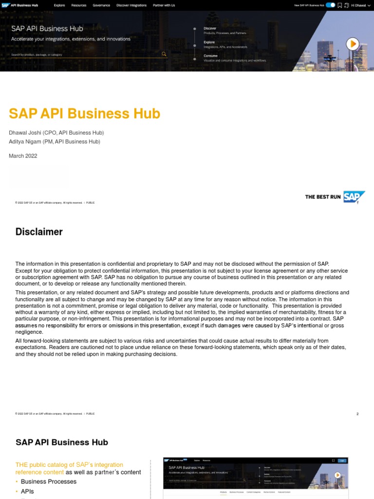 Introduction To Sap Api Business Hub | PDF