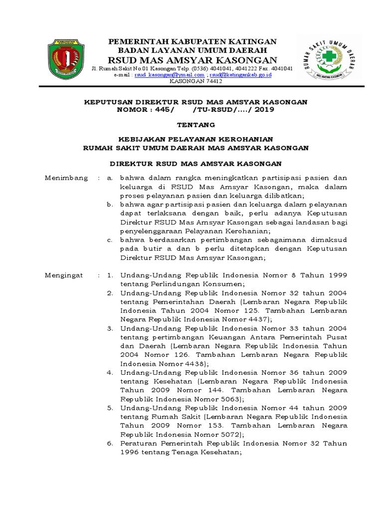 SK DIR Pelayanan Kerohanian | PDF