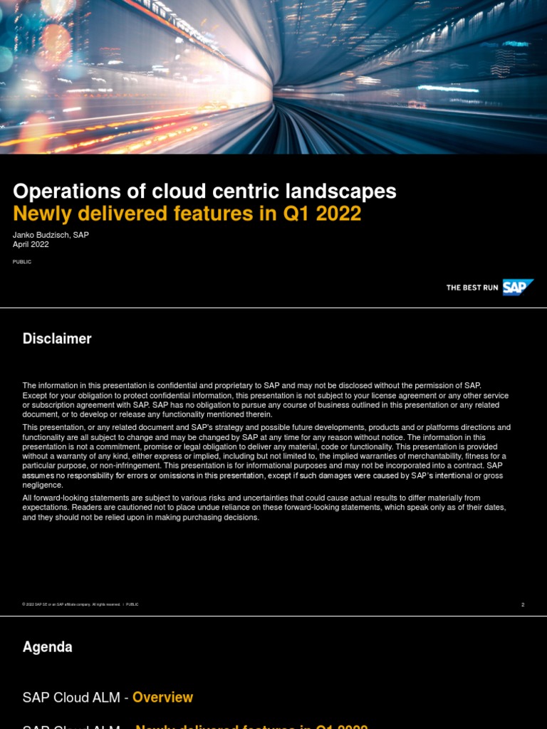 Sap Cloud Alm Operations Whats New q1 2022 | PDF | Cloud Computing | Business Process