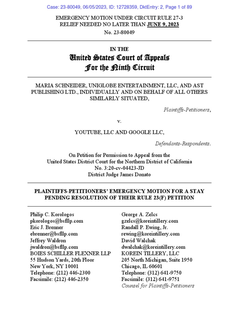 Schneider v. YouTube | PDF | Lawsuit | Class Action