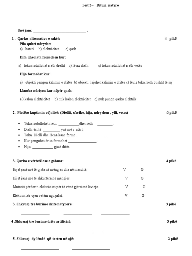 Dituri Naytre 2 - Test 3 | PDF