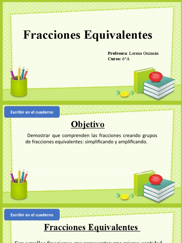 5° 6 MATEMTICA PPT Fracciones Equivalentes 5to | PDF