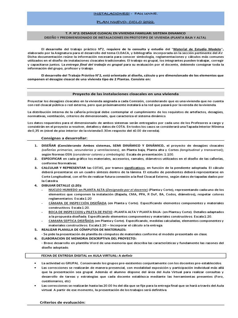 Consigna TP 2. CLOACA. 2022 | PDF