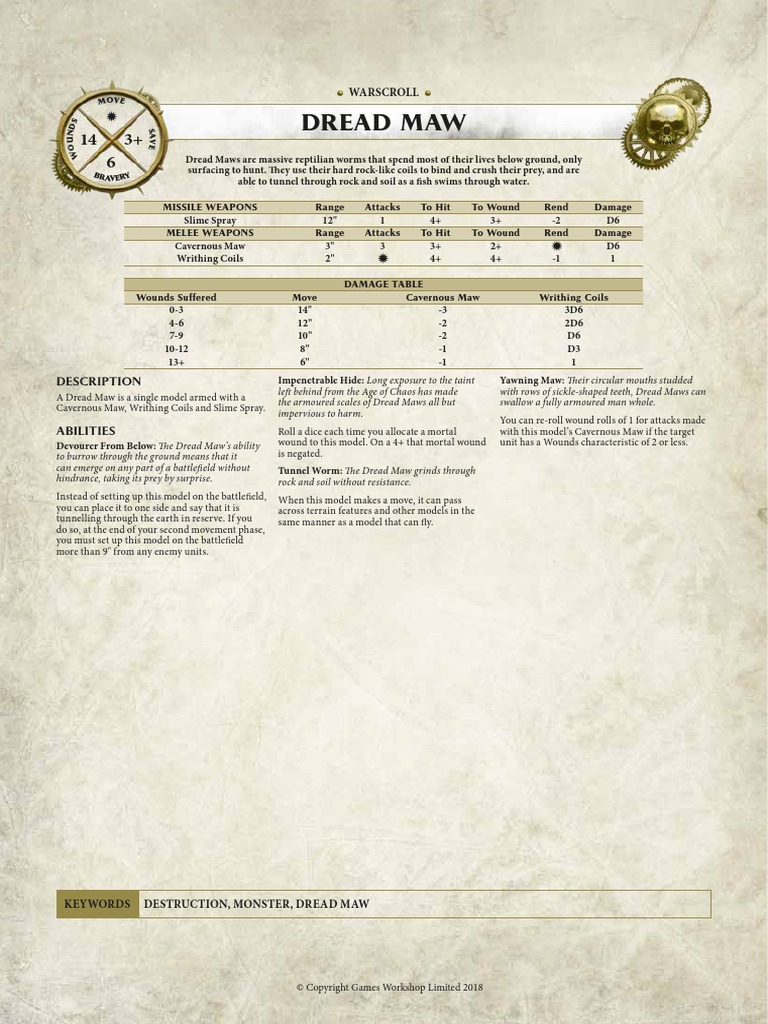 Aos Warscroll Dread Maw | PDF