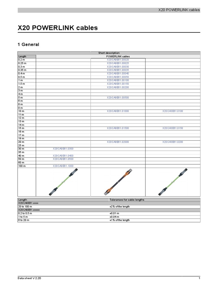 X20_POWERLINK_Kabel-ENG_V2.20 | PDF | Electric Power | Wire