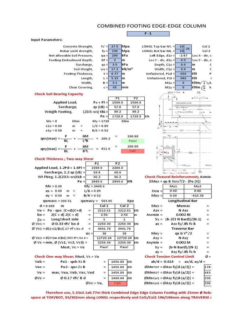 Combined Footing Edge-Edge Column | PDF | Building Materials | Building ...