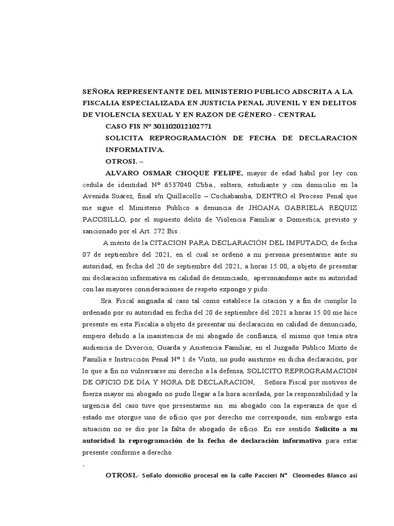 Solicita Reprogramacion para Declaracion | PDF | Fiscal | Ley Pública